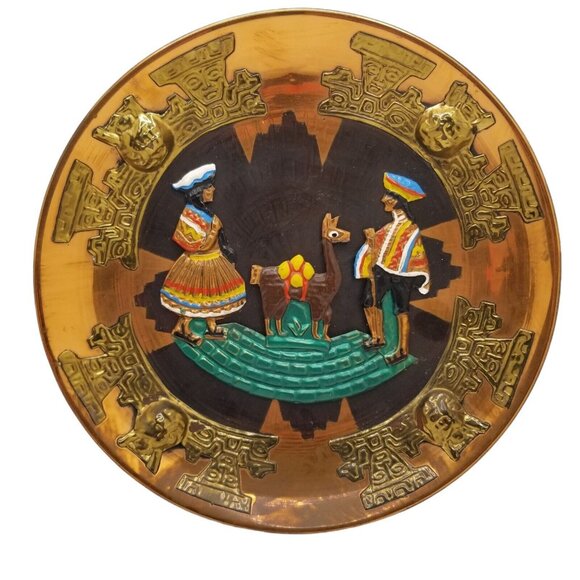 Accents | Vintage Peruvian Peru Copper Metal Wall Hanging Plate Artisan ...